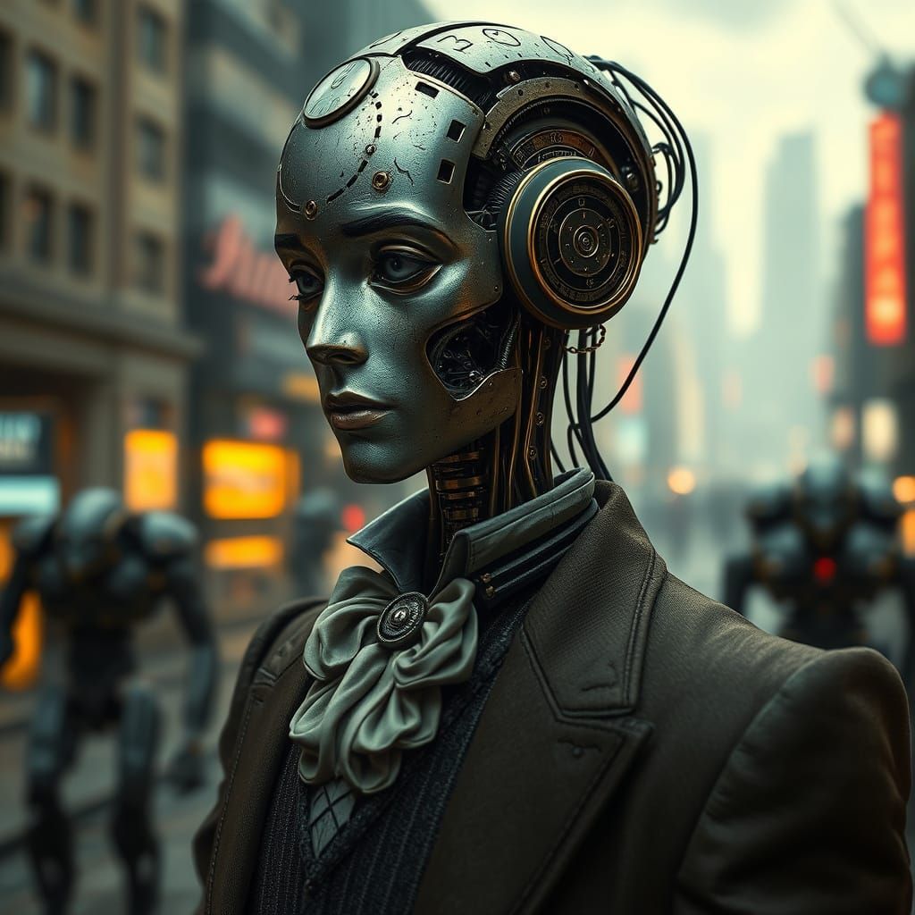 Clockpunk Butler Android in Formal Portrait - AI Art