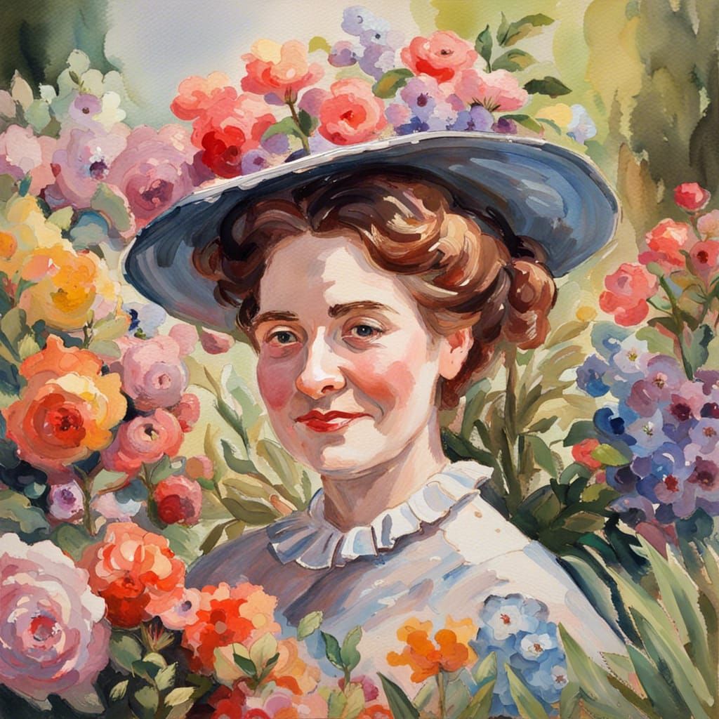 Impressionist portrait in a garden - AI Generated Artwork - NightCafe ...