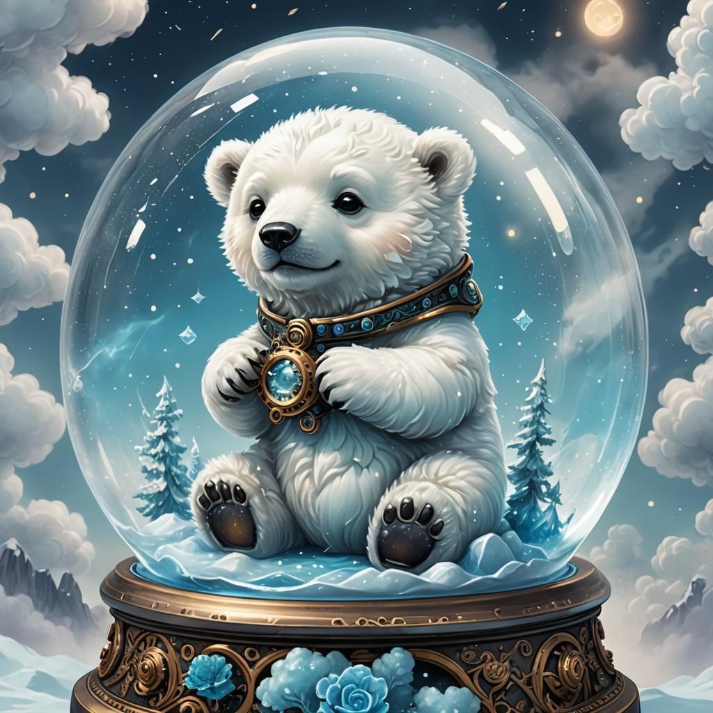 Polar bear in a snow globe - AI Generated Artwork - NightCafe Creator