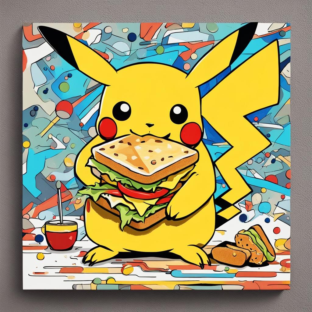 Pikachu eating a sandwich - AI Generated Artwork - NightCafe Creator