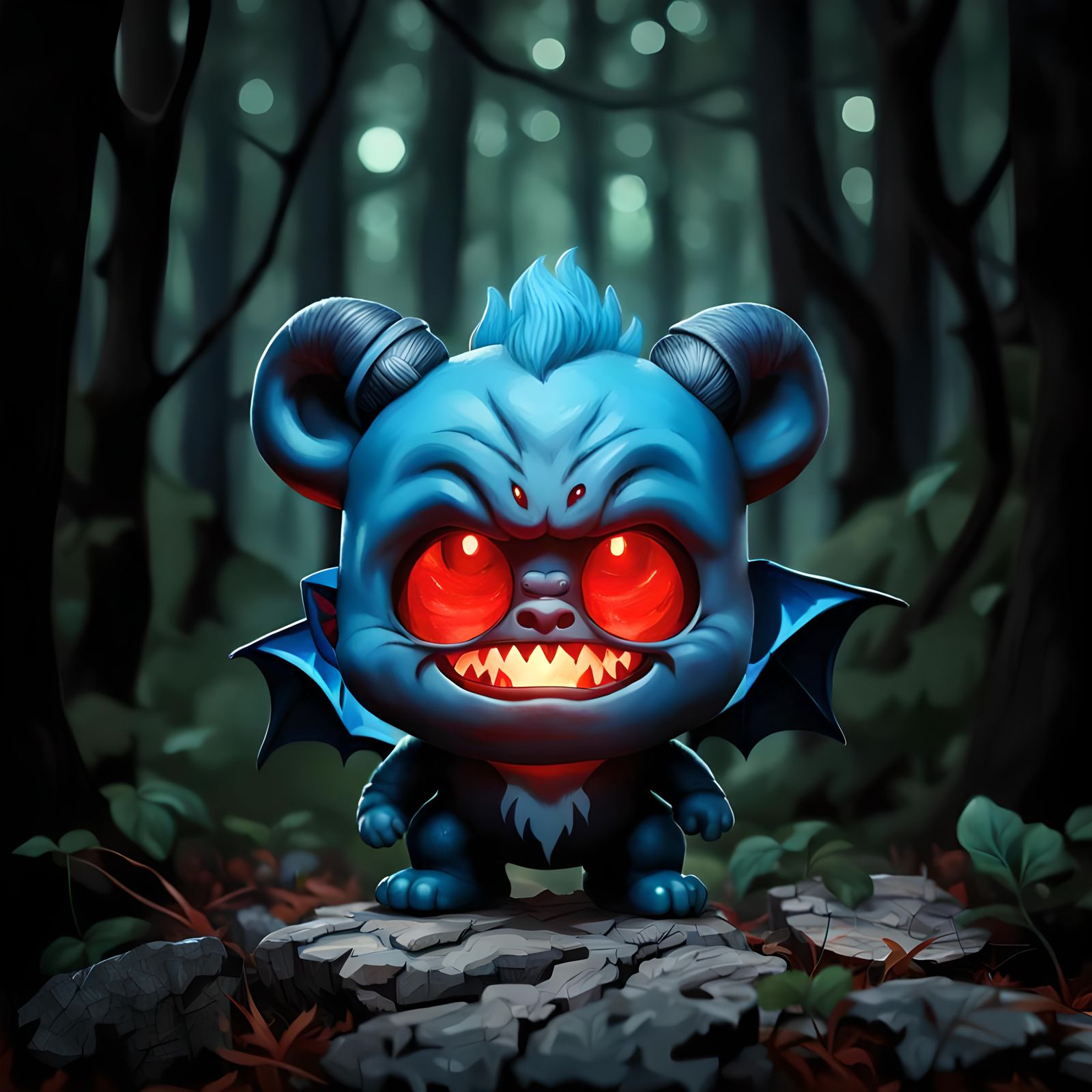 tiny devil in woods - AI Generated Artwork - NightCafe Creator