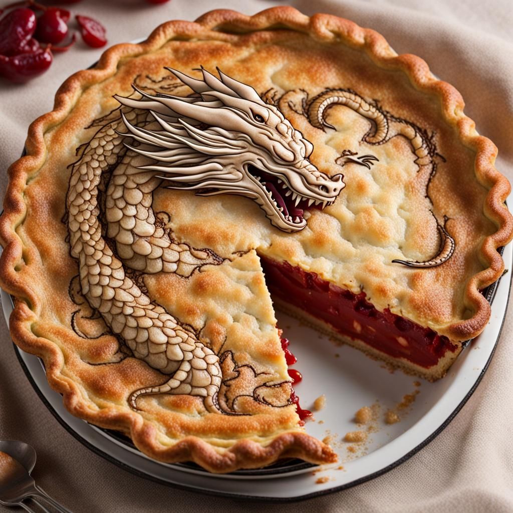 Pie with dragon on it - AI Generated Artwork - NightCafe Creator