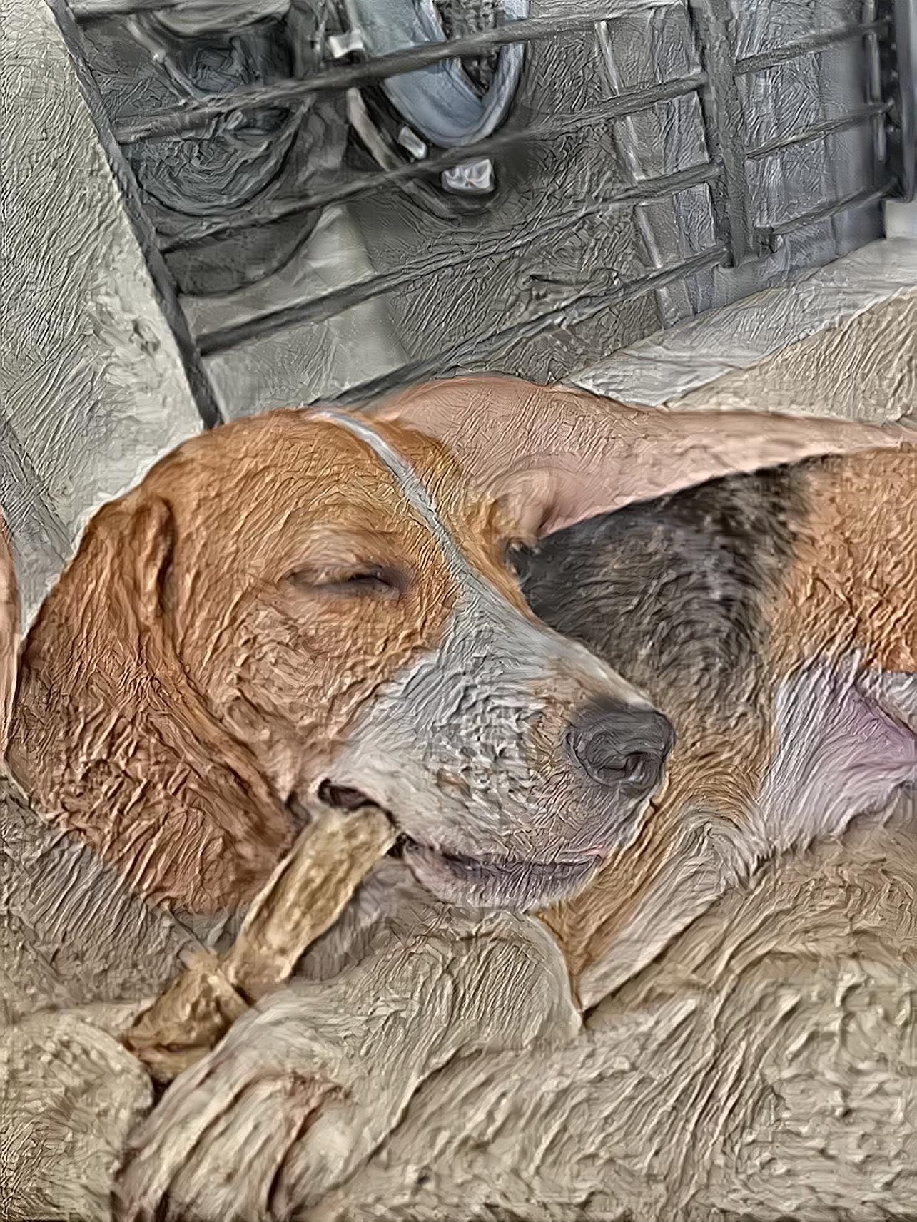 Beagle with bone - AI Generated Artwork - NightCafe Creator