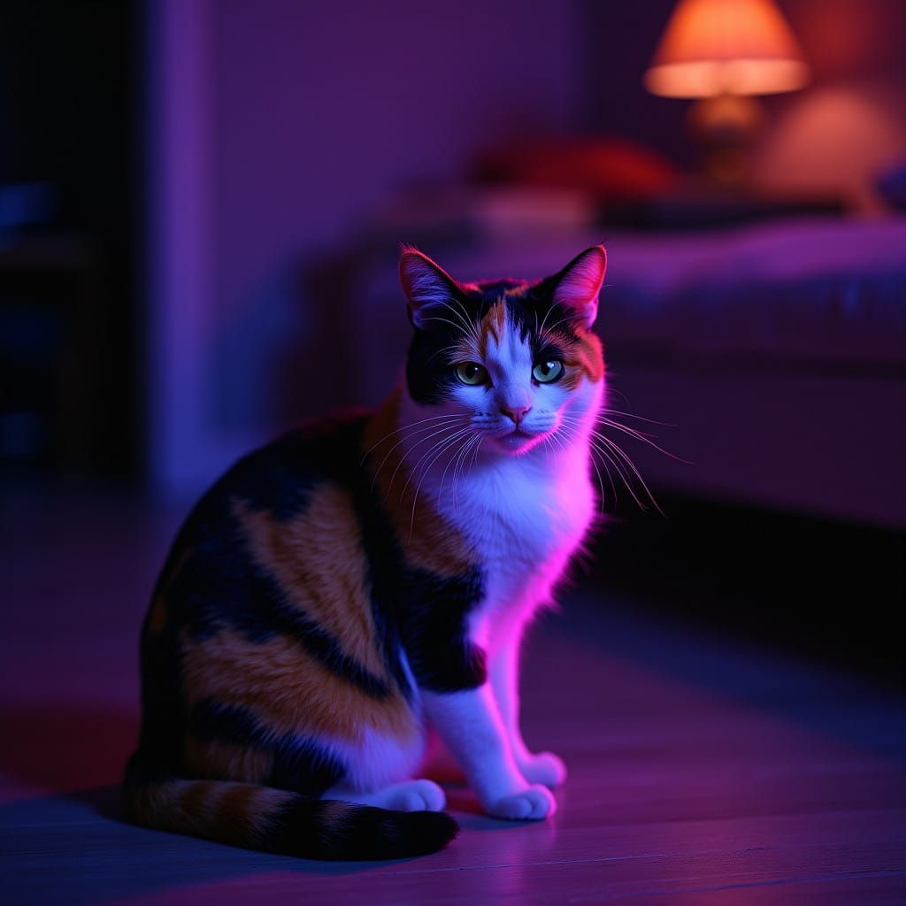 Ultraviolet Light & Cats #5 - Cyberpunk Cat Illuminated by N...