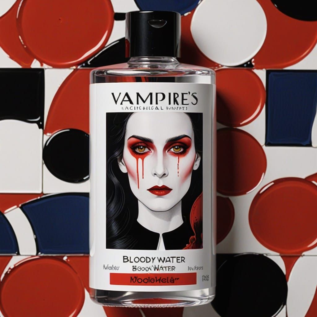 Vampire's Micellar Water Label in De Stijl Style - AI Art