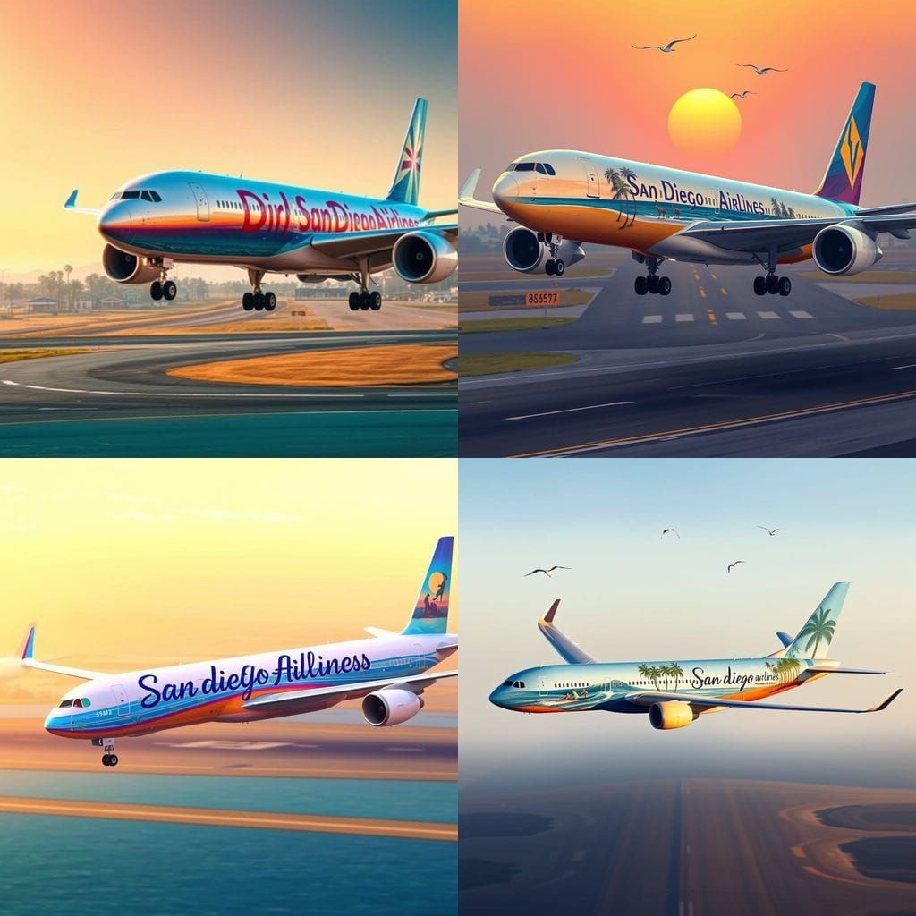 Boeing 737 Airplane Landing at San Diego Airport w... - AI Art