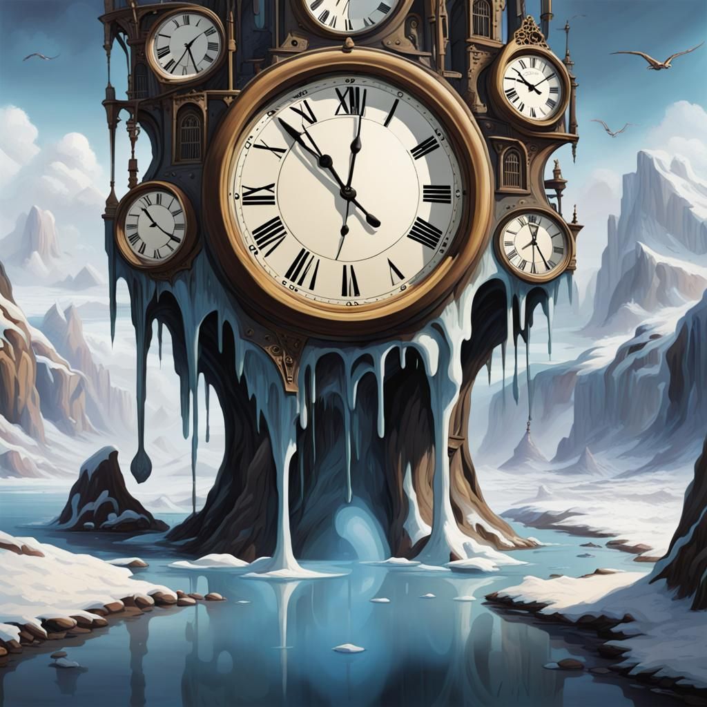 A land of melting clocks - AI Generated Artwork - NightCafe Creator