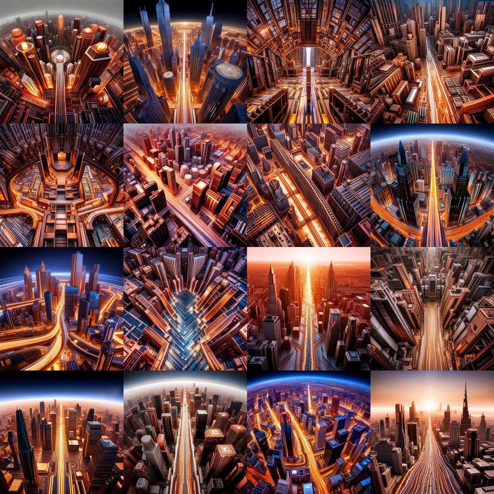 Microchip Cityscape with Copper Wire Traces - AI Art