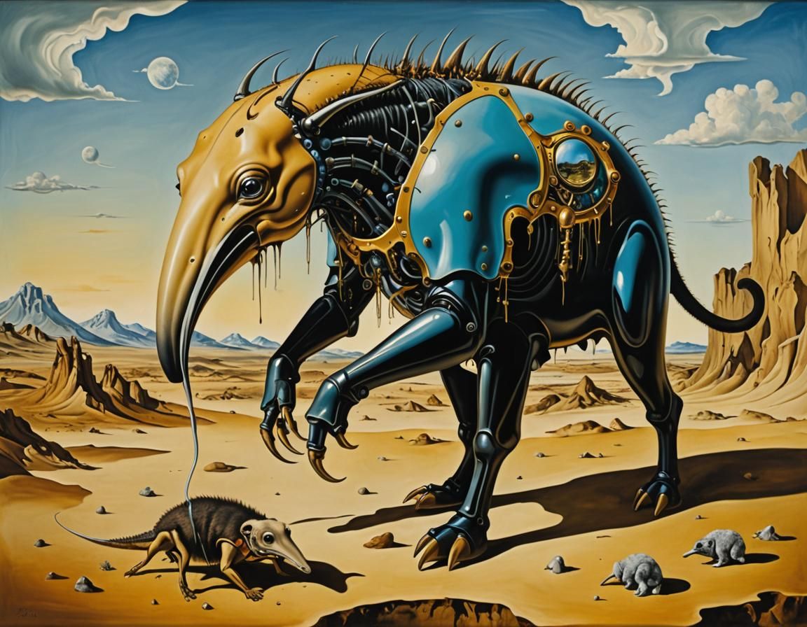 Cyborg Anteater Walking Salvador Dali’s Pet Anteater - AI Generated ...