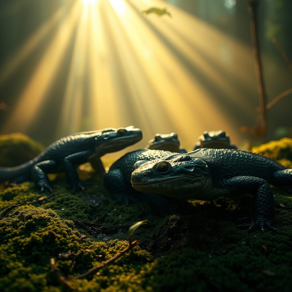 Chinese giant salamanders hunting - Chinese Giant Salamander...