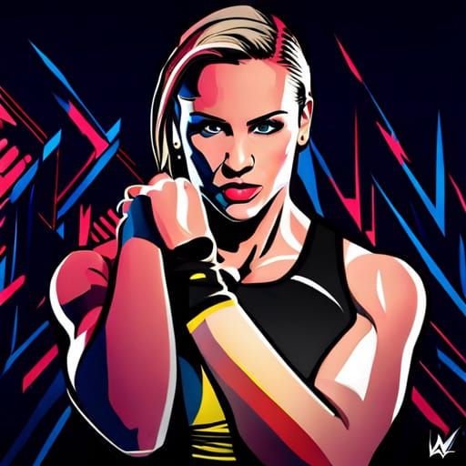 Rhea Ripley from WWE. abstract art complementary colors fine details ...