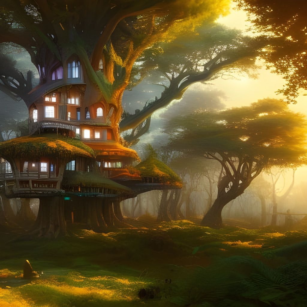 Fantasy Treehouse - AI Generated Artwork - NightCafe Creator