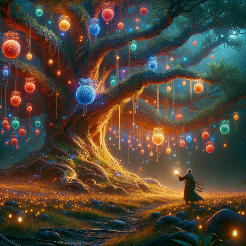 Glowing Tree of Wonder in Vibrant Colors - AI Art