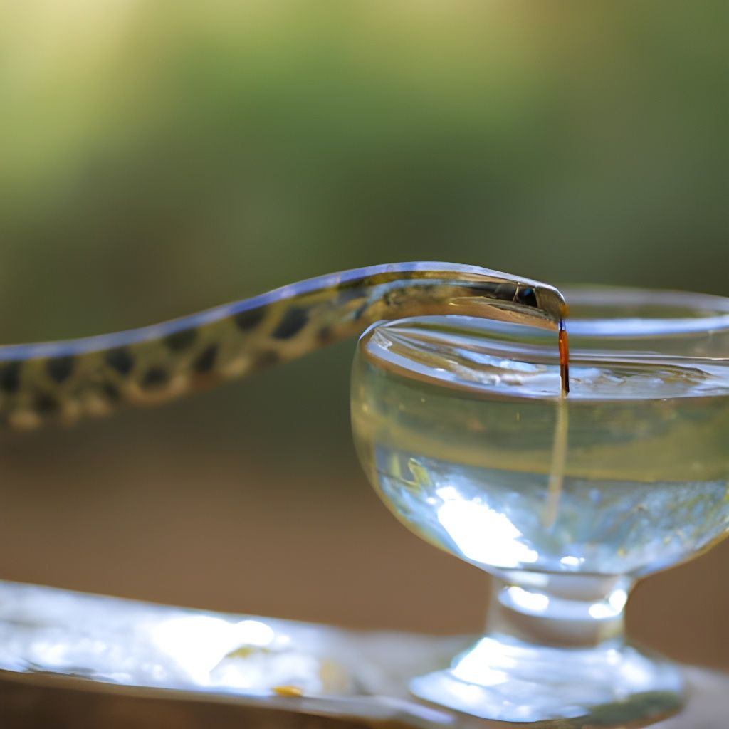 Snake drinking water from a glass Professional photography, bokeh ...