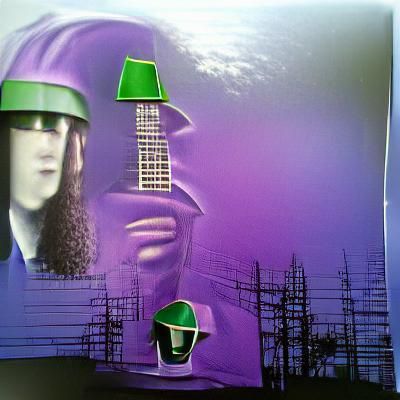 buckethead album cover in optical illions purple & green hue - AI ...