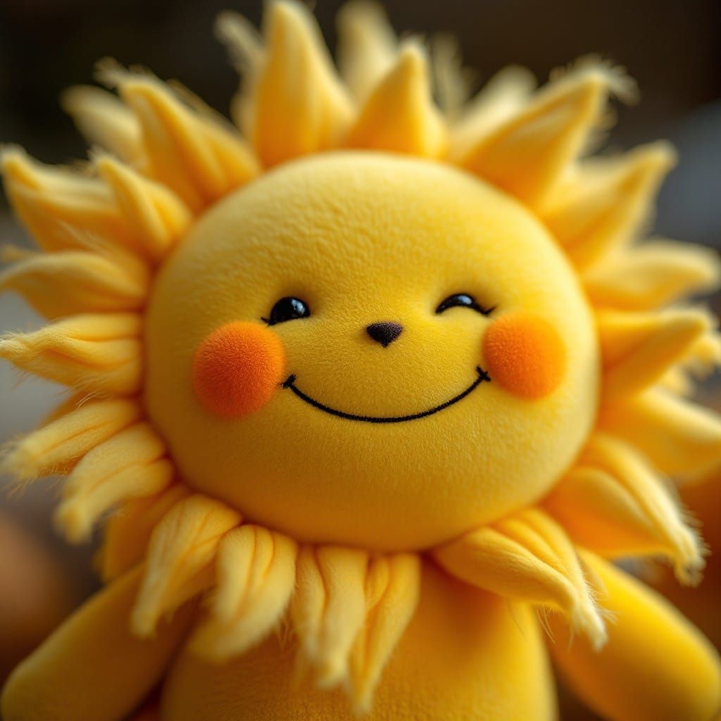 Sun Plushie (X) - Cuddly Plush Sun Toy in Vibrant Yellow