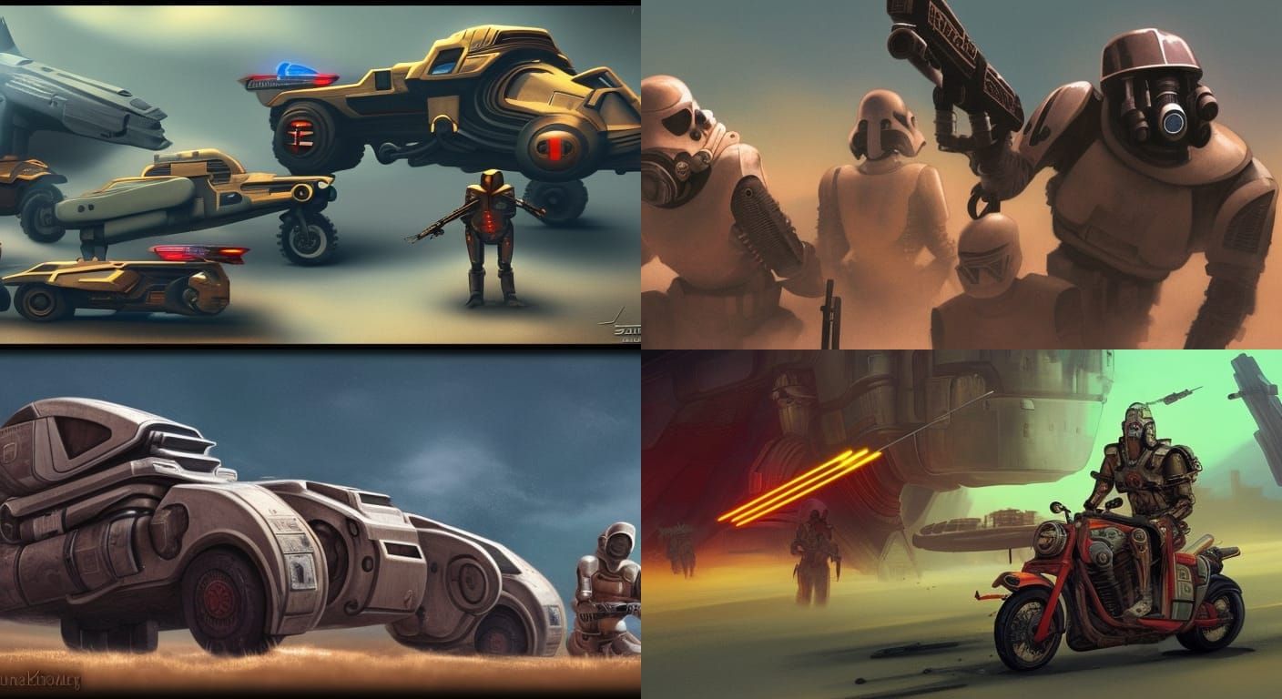 speeder gang, science fiction, non-human, human, raider, gang, faction, otherworldly, sci-fi ...