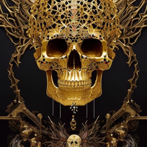 Gold filigree skull - AI Generated Artwork - NightCafe Creator