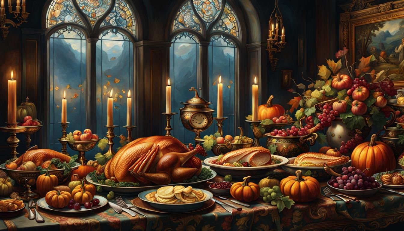 Plentiful Thanksgiving - AI Generated Artwork - NightCafe Creator