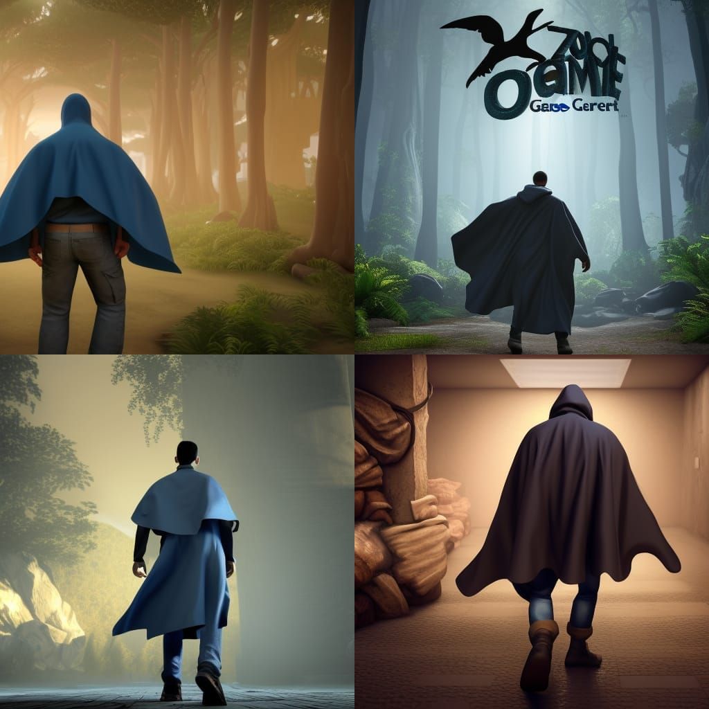 A Zookeeper in a grey shirt, baggy blue jeans, and a large black cape over his back, having no ...