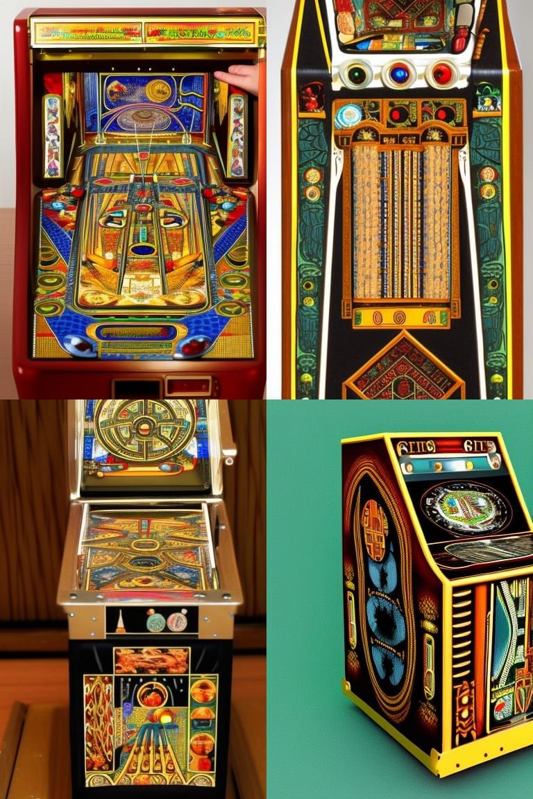 Elaborate pinball machine design by Hildegard von Bingen - AI Generated ...