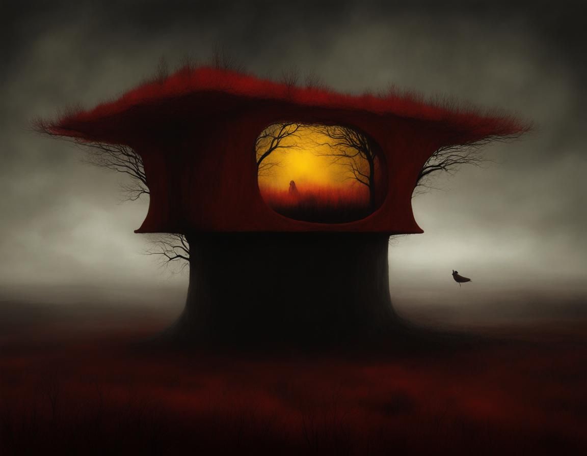 dark ethereal surreal horror art, in the style of Zdzisław Beksiński ...