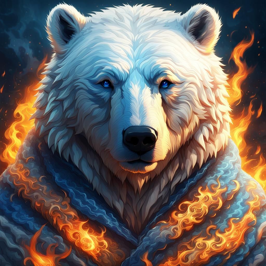 Firey White bBear - AI Generated Artwork - NightCafe Creator