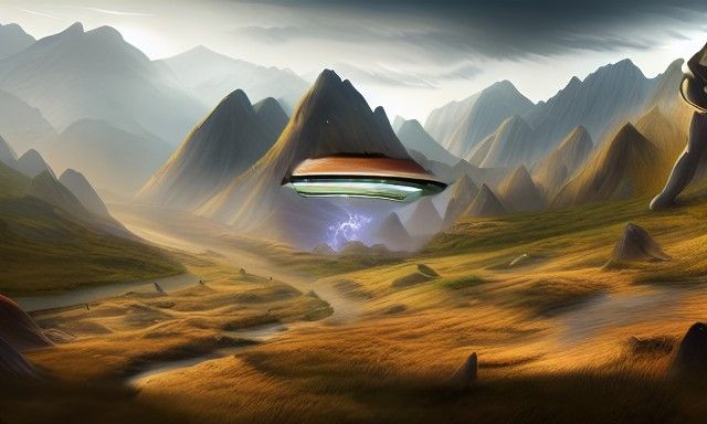 a highly advanced UFO :: epic fantasy artwork by Steven Belledin - AI ...