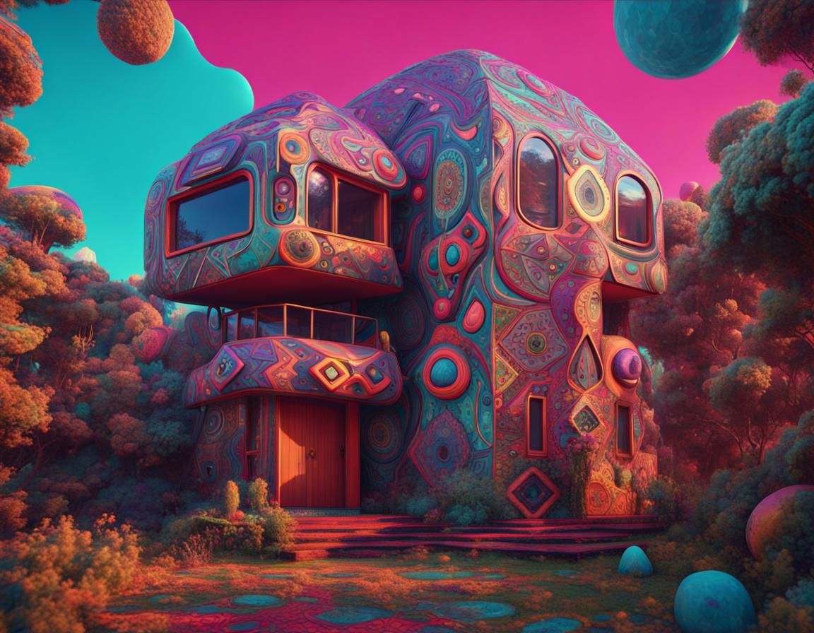 The most psychedelic geometric patterned house imaginable, intricate ...