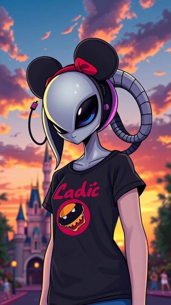 Alien Tourist Visiting Disneyland - Chibi Alien Visits Disne...