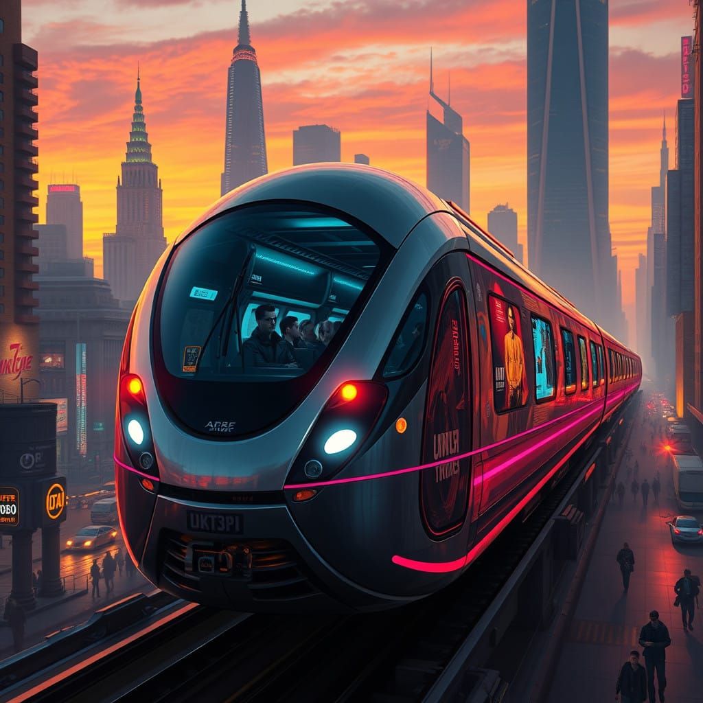 A futuristic cyberpunk train - A futuristic cyberpunk train