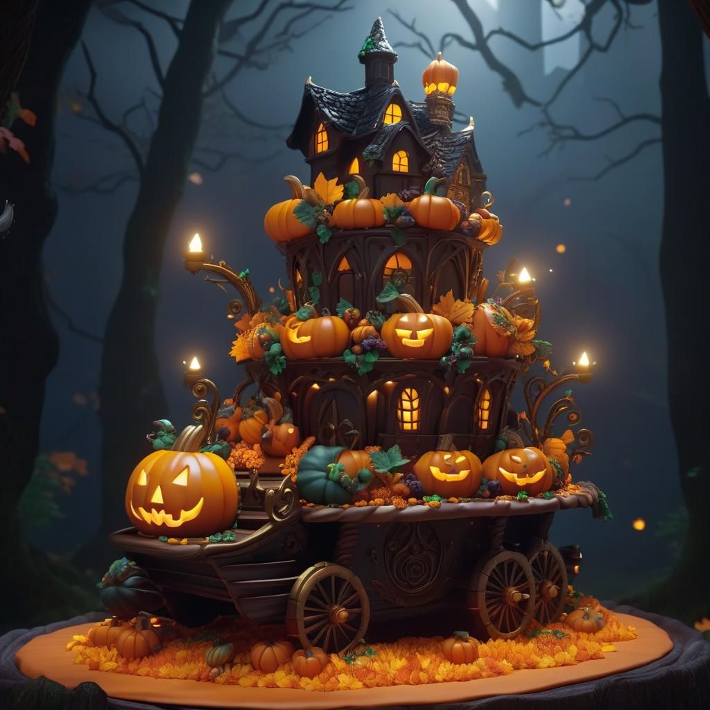 Halloween Cake Sculpture - AI Generated Artwork - NightCafe Creator
