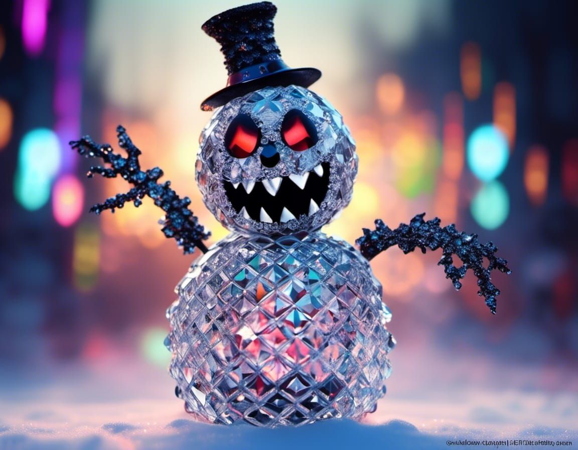 Burnt black monster snowman, horror, Swarovski Figurine, beautiful ...