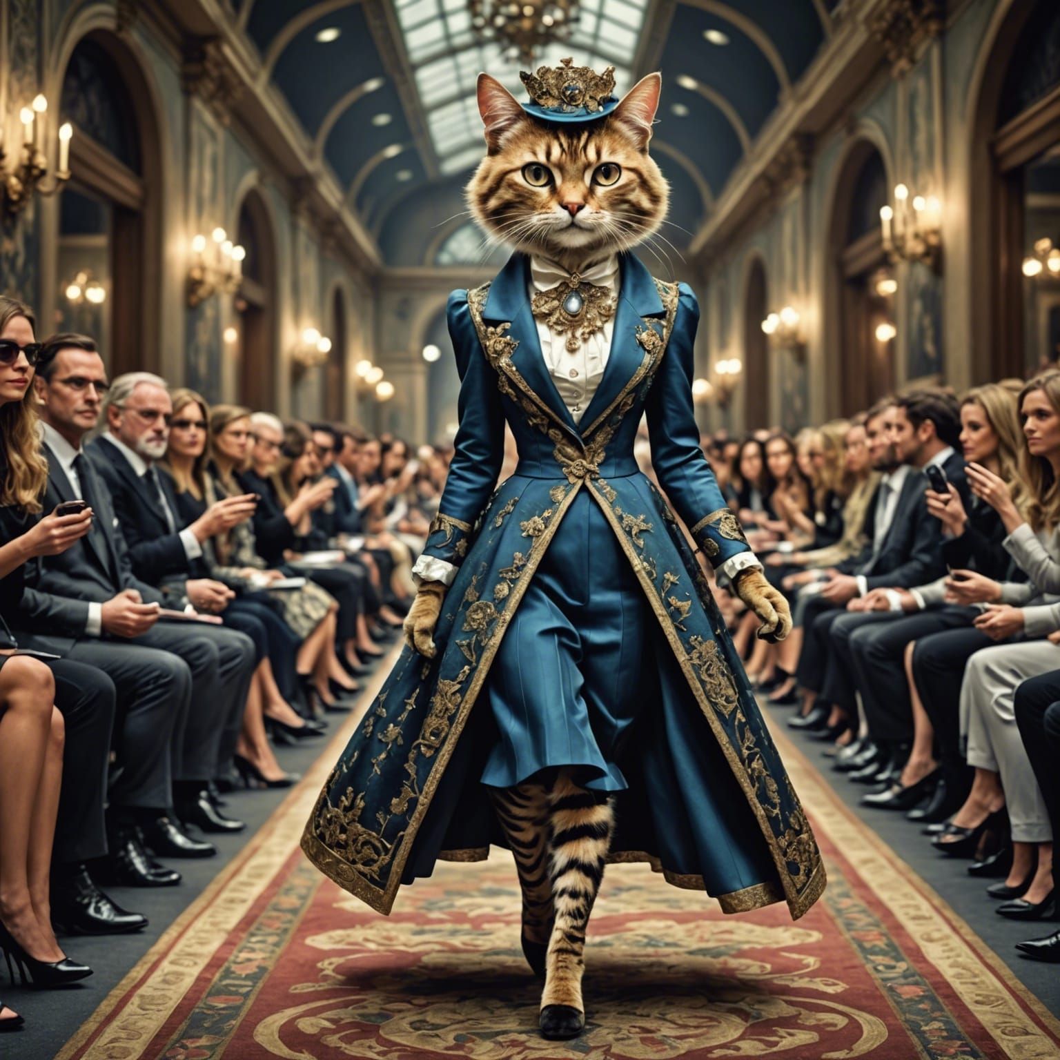 The Catwalk The elegantly dressed anthropomorphic lady cat walking down ...