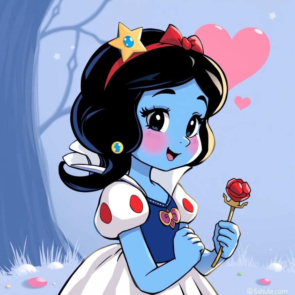Whimsical Anime Smurf-Inspired Snow White - AI Art