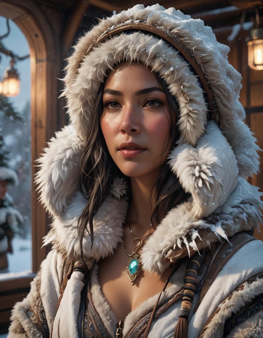 Attractive Eskimo lady ready to confront the cold outside - AI ...