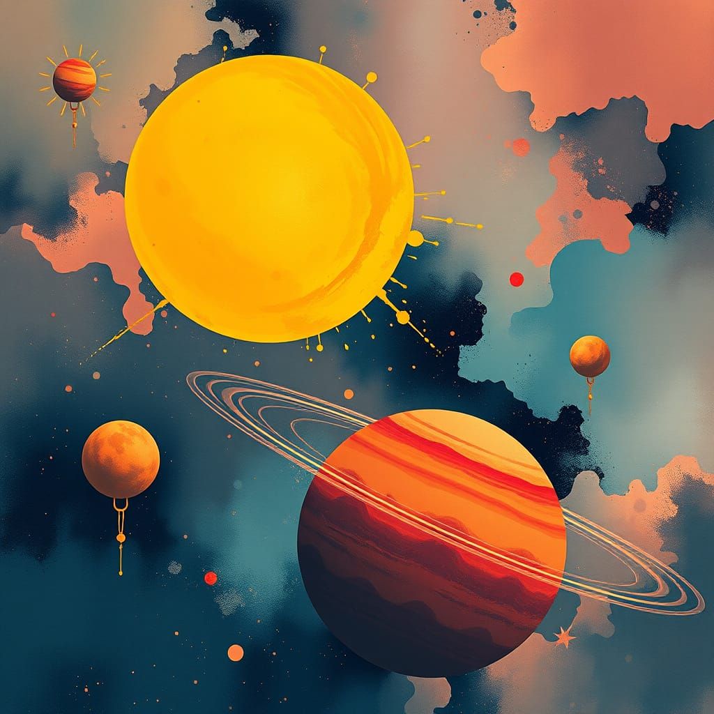 solar system in Abstract colors - Cosmic Vortex in Vibrant ...