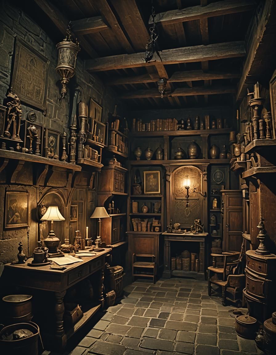 dimly lit medieval lair - AI Generated Artwork - NightCafe Creator