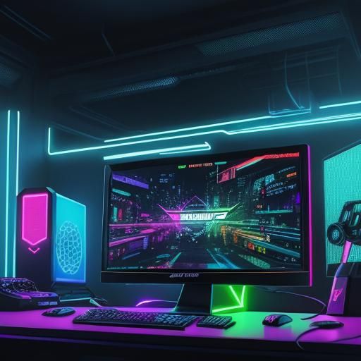 RGB Gaming Setup - AI Generated Artwork - NightCafe Creator