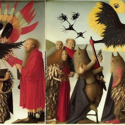 Hedgehog as Dark Angel in Muted Colors - AI Art