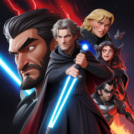 Cyborg Sith Warrior Leaps from Ancient Ruins with ... - AI Art