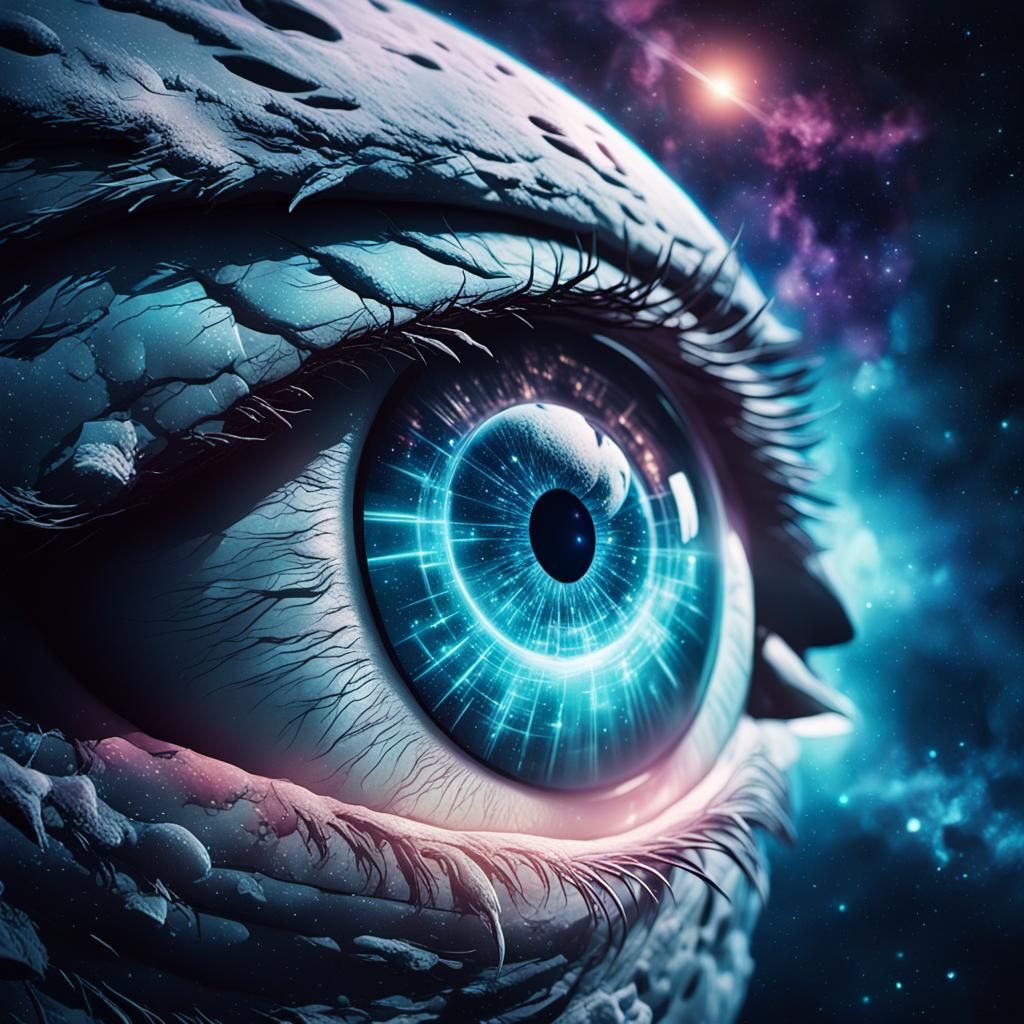 A Cold Frozen Eye In Space Cinematic film still, shot on v-raptor XL ...