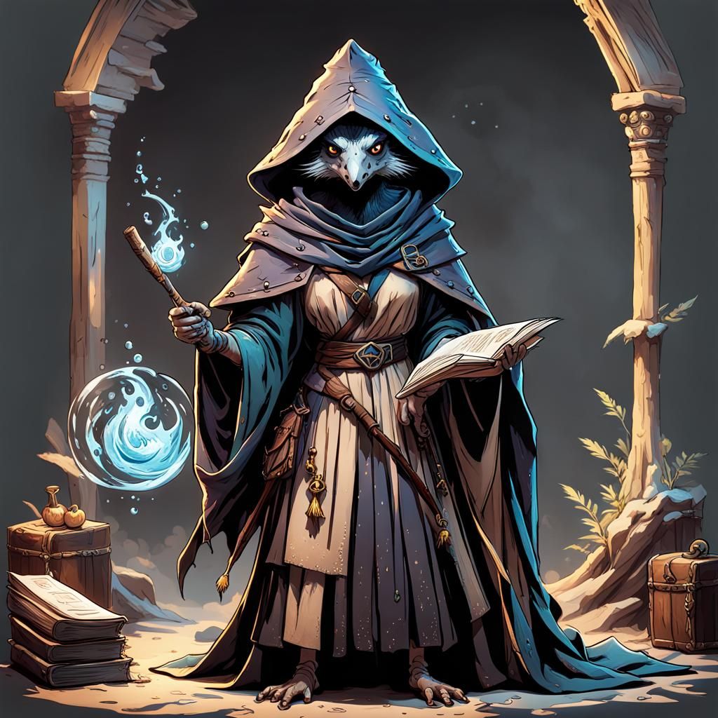 dungeons and dragons full body portrait of a Female Kenku, she is cute ...