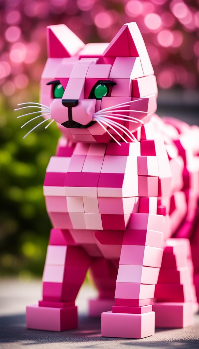 large pink cat made of Legos - AI Generated Artwork - NightCafe Creator