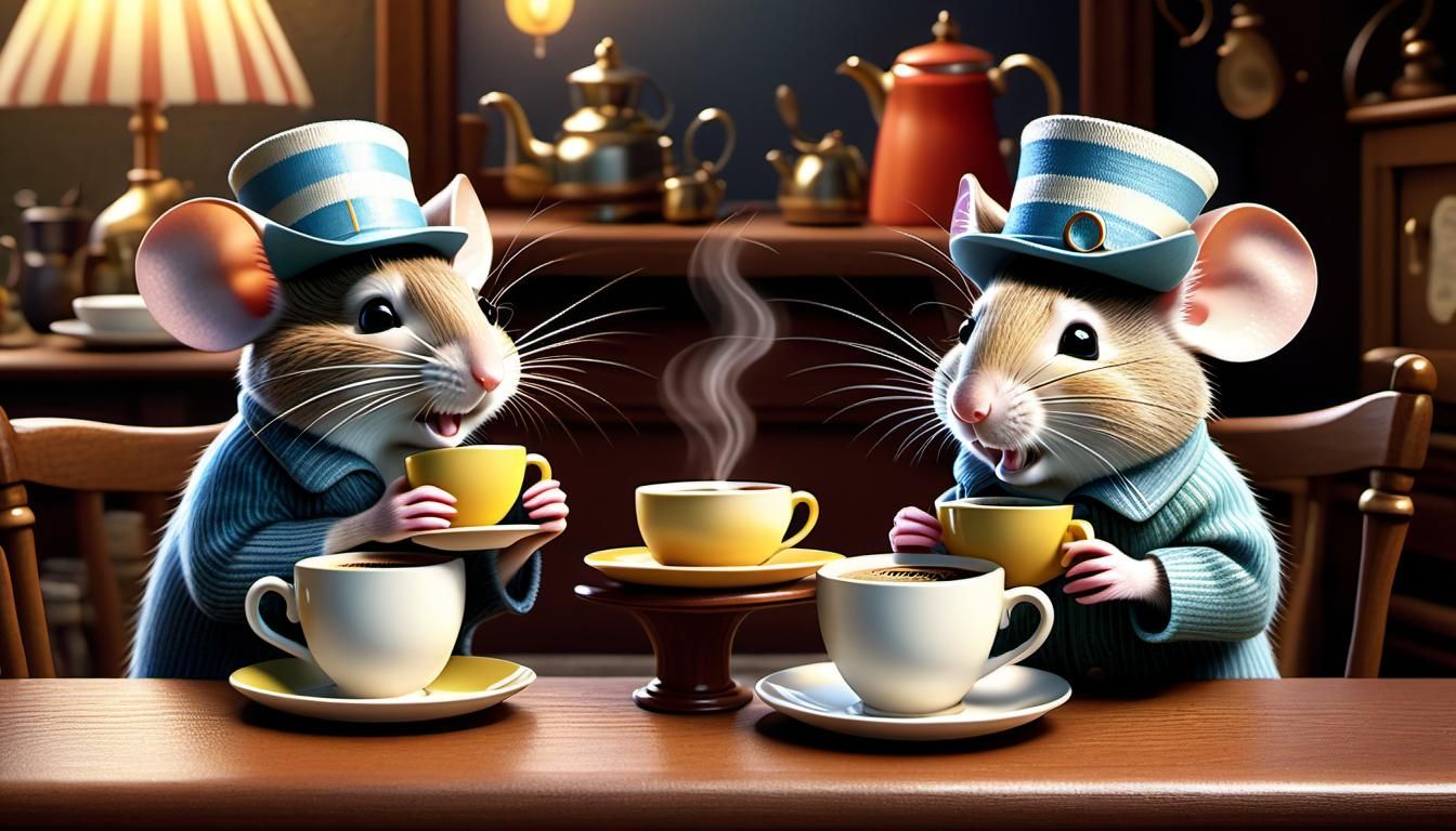 Mice Having Coffee - AI Generated Artwork - NightCafe Creator