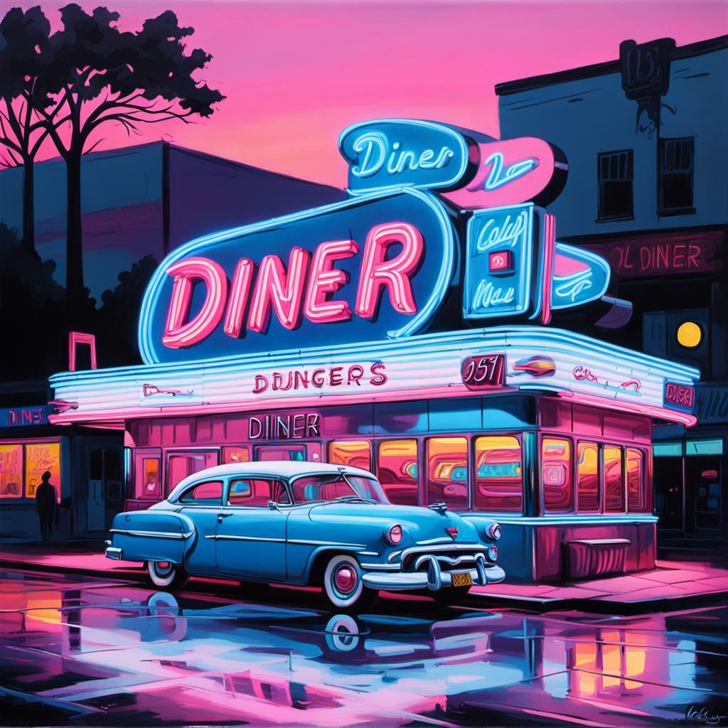 “Neon Diner Sign” - AI Generated Artwork - NightCafe Creator
