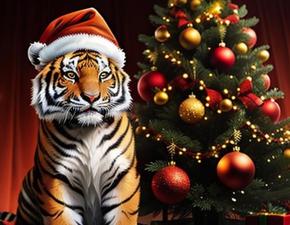 Christmas tiger - AI Generated Artwork - NightCafe Creator
