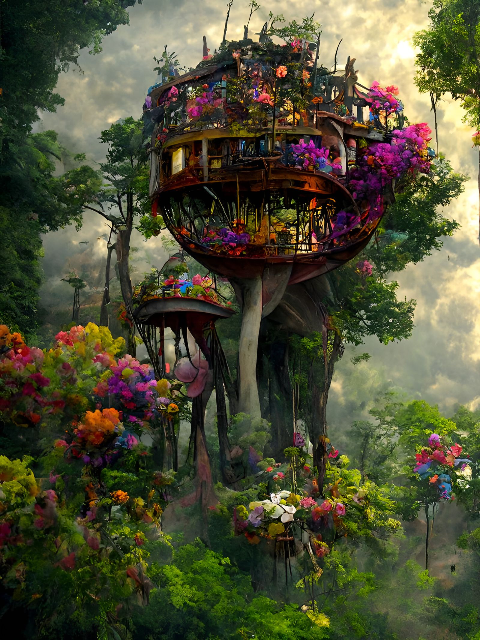 Flower Blossom Treehouse 🌲🛖🌸 - AI Generated Artwork - NightCafe Creator