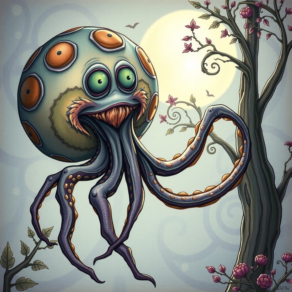 Dreamlike Fae Creature with Octopus-Spider Feature... - AI Art