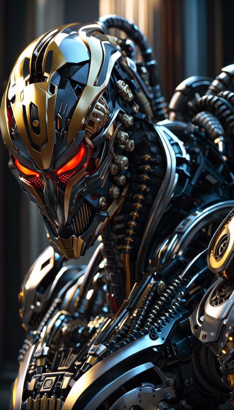 Robotic mechanical cyborg wired biomechanical Venom-Predator - AI ...